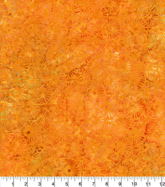 Hi Fashion Orange Stamped Flowers Batik Cotton Fabric Joann