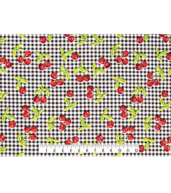 Cherries On Black Check Novelty Cotton Fabric Joann