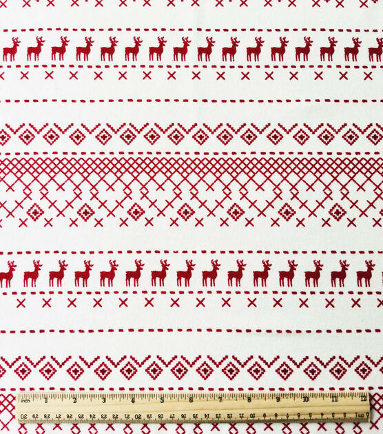 Red And White Gradient Fair Isle Christmas Luxe Flannel Fabric Joann