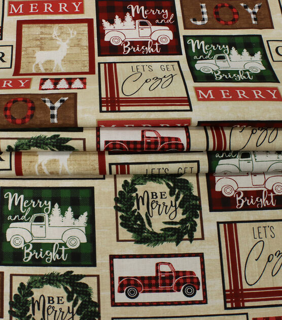 Red Trucks On Patchwork Christmas Cotton Fabric Joann