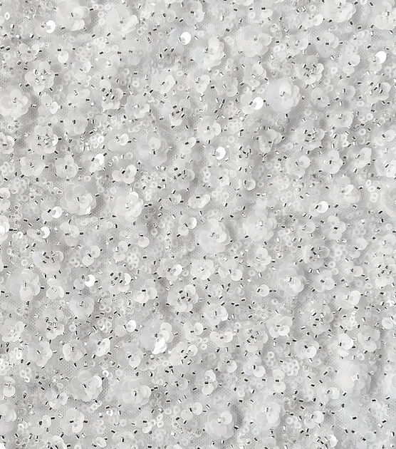 Badgley Mischka White Sequin Floral Mesh Fabric Joann