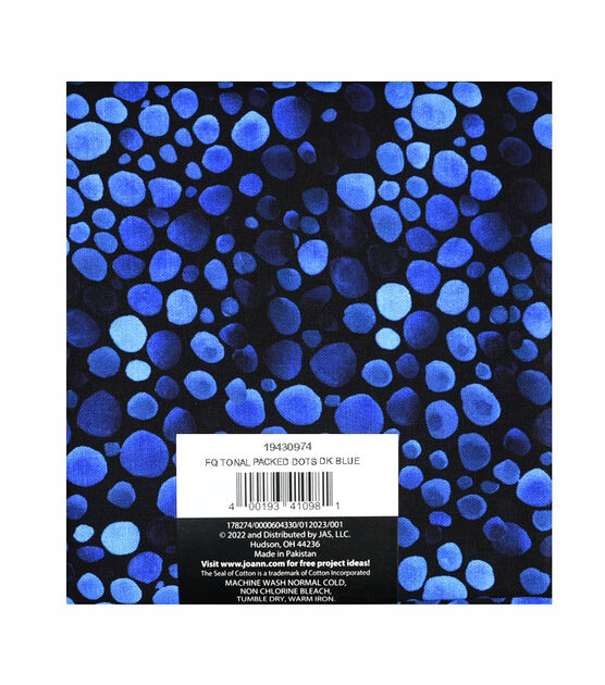 18 X 21 Blue Tonal Dots Cotton Fabric Quarter 1pc By Keepsake Calico