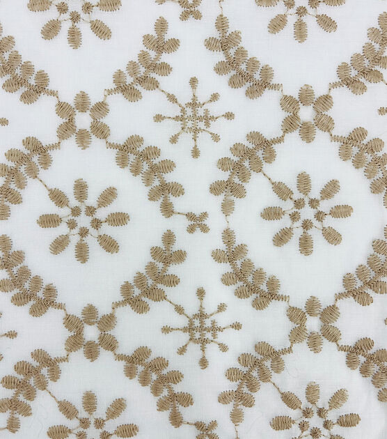White And Beige Embroidered Jersey Knit Fabric Joann