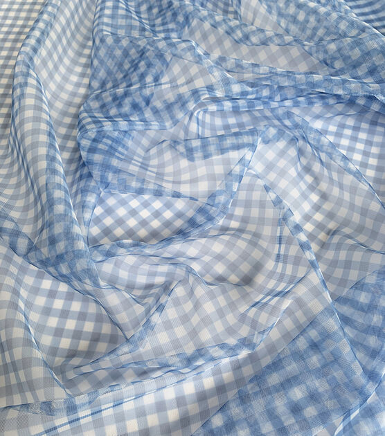 Blue Micro Gingham Tulle Mesh Fabric Joann
