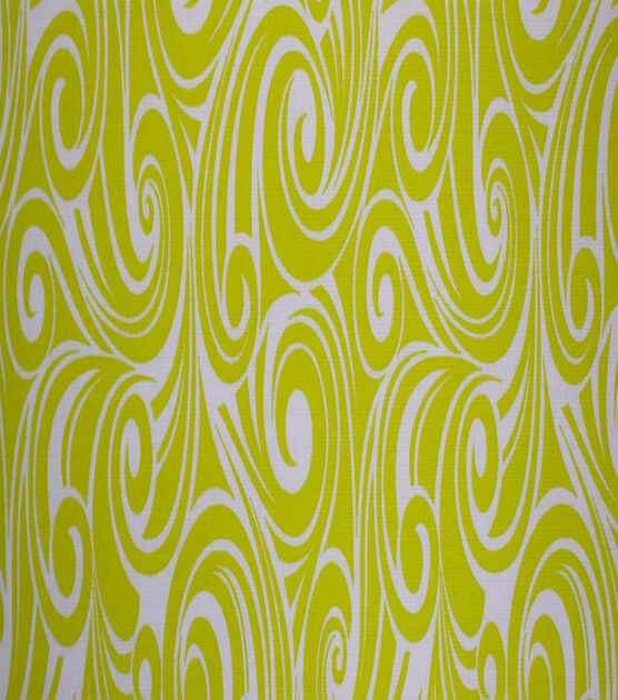Lime Green Swirls On White Quilt Cotton Fabric By Quilters Showcase