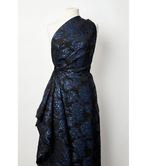 Badgley Mischka Navy And Black Floral Jacquard Fabric Joann