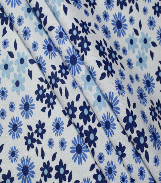 Blue Floral On White Quilt Cotton Fabric By Quilters Showcase Joann