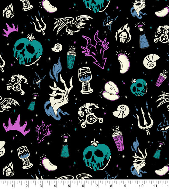 Disney Villains Icons On Black Cotton Fabric Joann