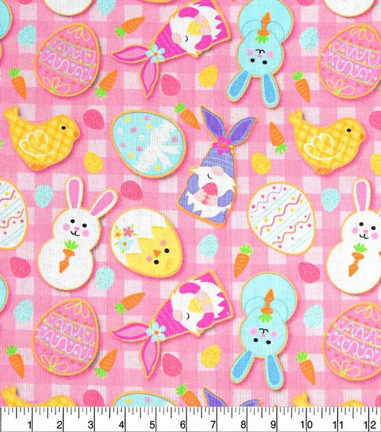 Cookies On Pink Plaid Easter Cotton Fabric Joann