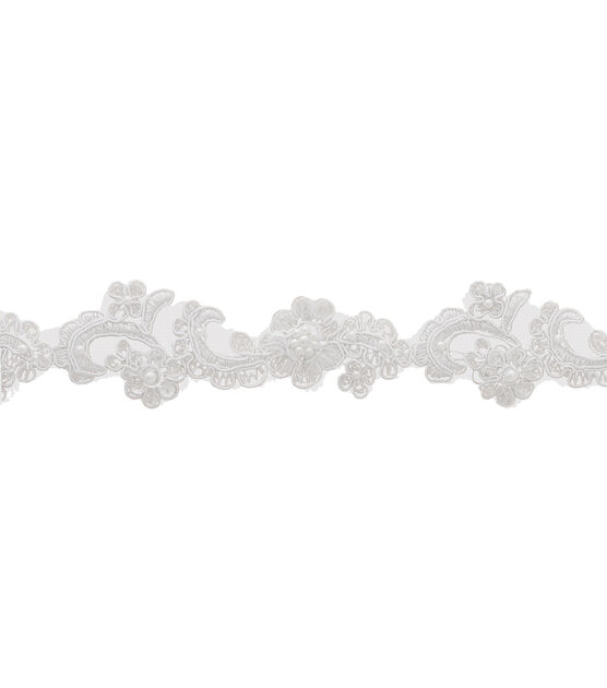Simplicity Narrow Beaded Bridal Lace Trim White Joann