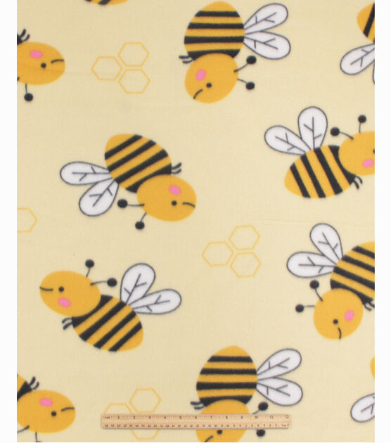 48 Wide Busy Bees On Yellow No Sew Fleece Blanket By Happy Value Joann