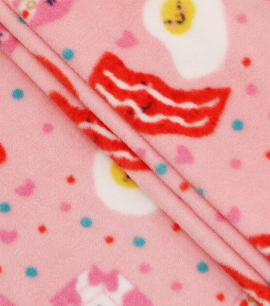 Breakfast Foods On Pink Anti Pill Plush Fleece Fabric By Pop Joann