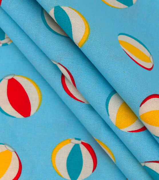 Blue Beach Balls Novelty Cotton Fabric By Pop Joann