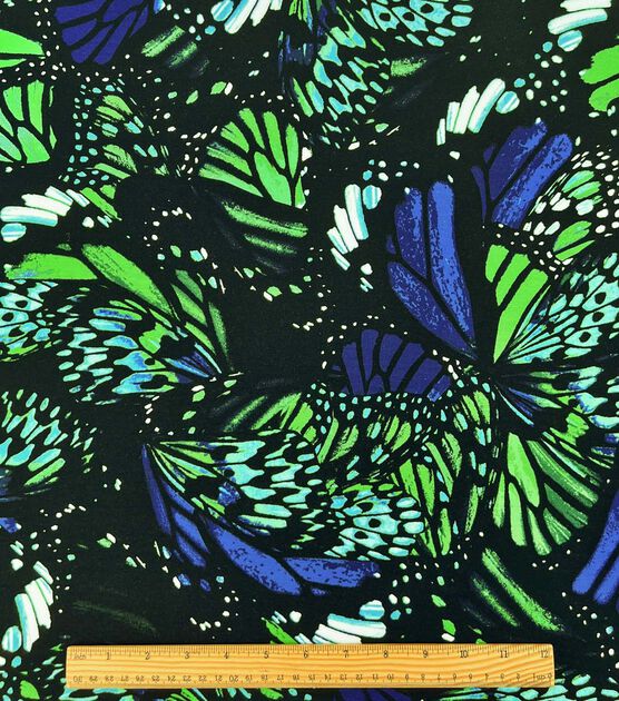 Blue And Green Butterfly Wings Rayon Spandex Knit Fabric Joann