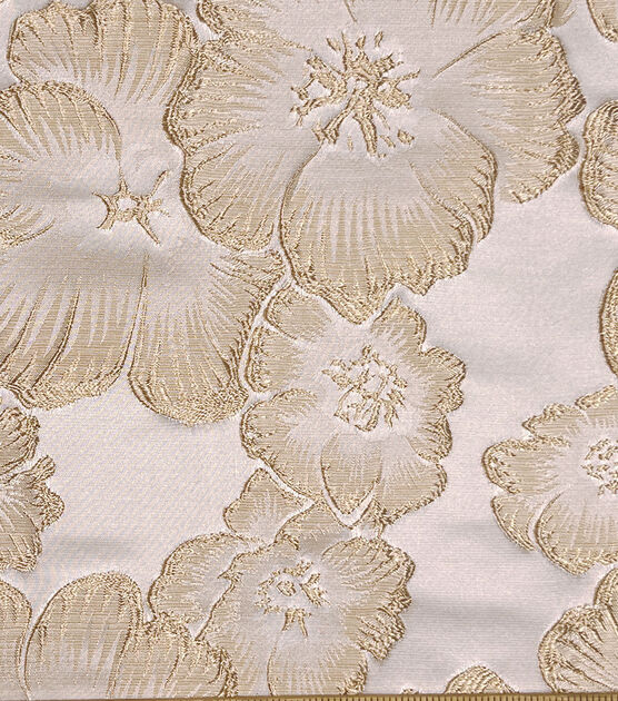 Gold Floral Embossed Jacquard Fabric Joann
