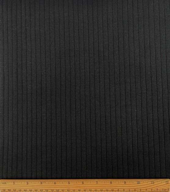 Black Solid Drop Needle Interlock Knit Fabric Joann