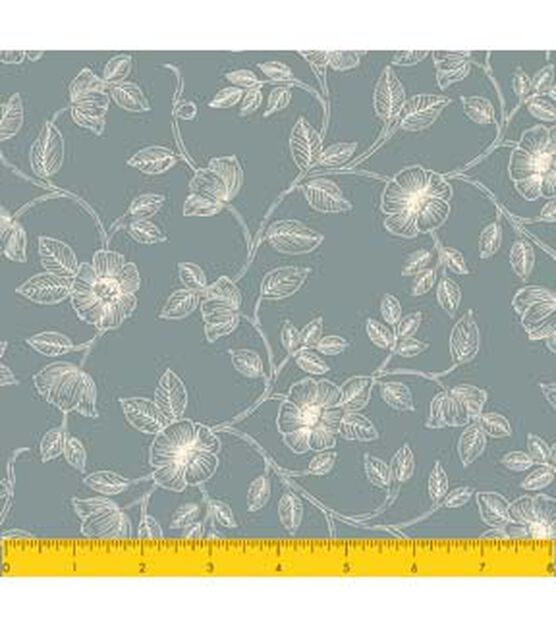 Stitch And Sparkle Stone Blue Floral Cotton Fabric Joann