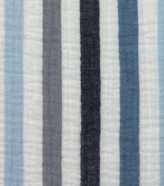 Blue Multi Stripe Bubble Gauze Fabric Joann