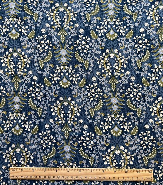 Blue Vintage Damask Jersey Knit Fabric Joann