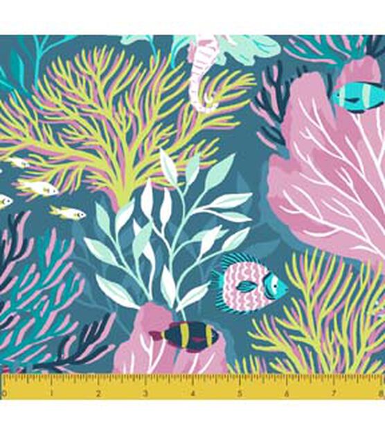 Stitch And Sparkle Blue Seaweed Cotton Fabric Joann