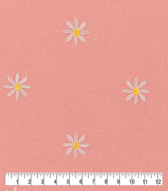 Daisy Embroideries On Peach Quilt Cotton Fabric By Keepsake Calico Joann