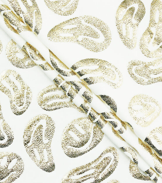 Gold Metallic Smiley Faces Pure Plush Fleece Fabric Joann