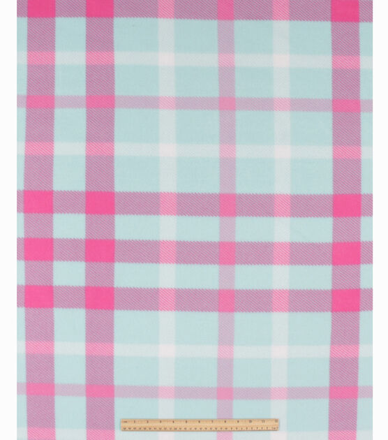 48 Wide Aqua Pink Plaid No Sew Fleece Blanket By Happy Value Joann