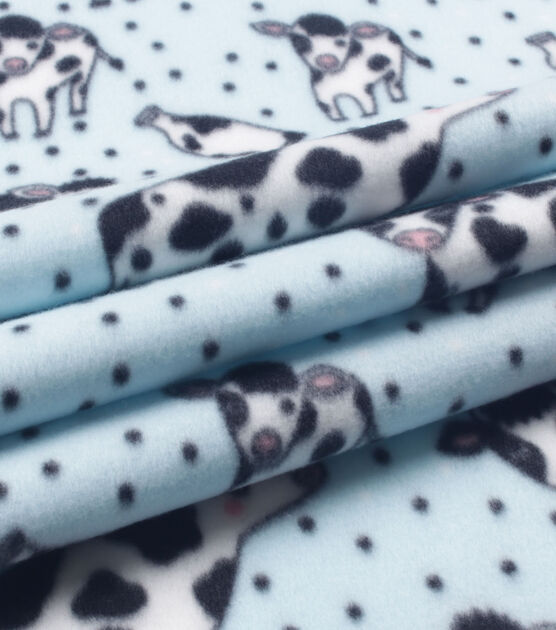 Cows With Milk On Blue Blizzard Fleece Fabric Joann