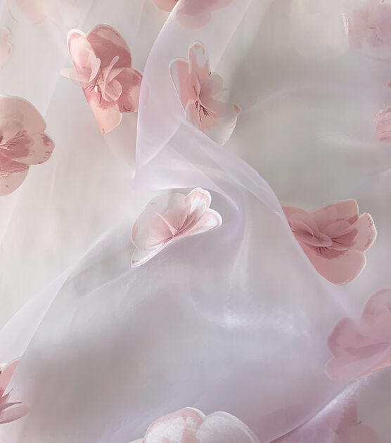 3d Pink Flower Organza Fabric Joann