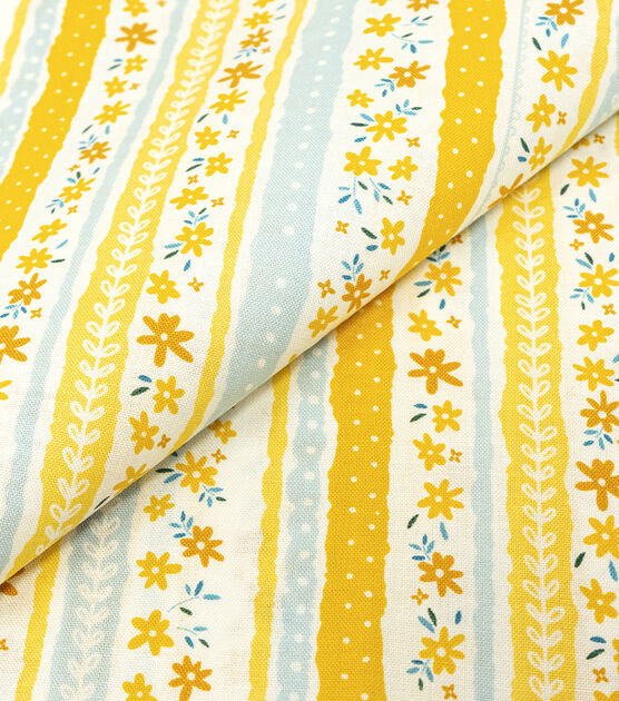 Singer Yellow Floral Striped Quilt Cotton Fabric Joann