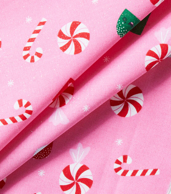 Candy On Pink Christmas Glitter Cotton Fabric By Pop Joann