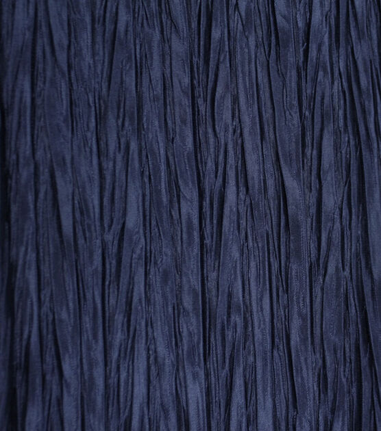Navy Solid Pleated Bodre Silky Fabric Joann