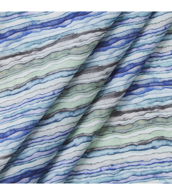 Stacked Linear Layers Blue Premium Cotton Lawn Fabric Joann
