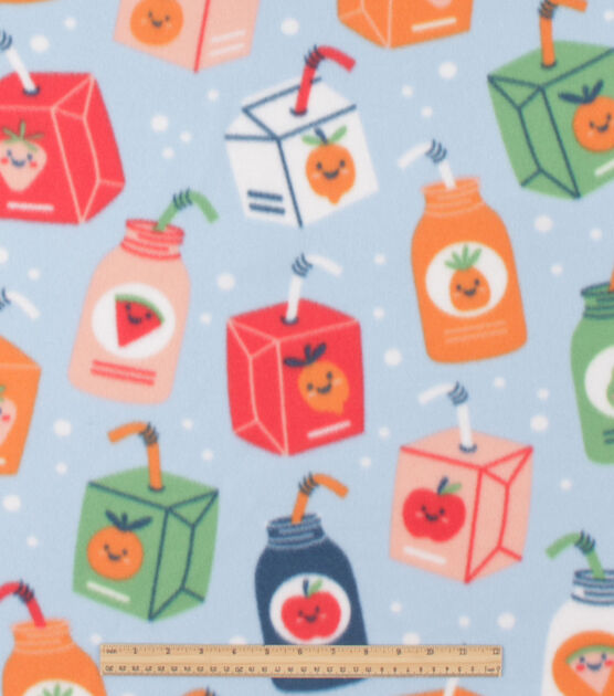 Fruit Juice Drinks On Blue Blizzard Fleece Fabric Joann