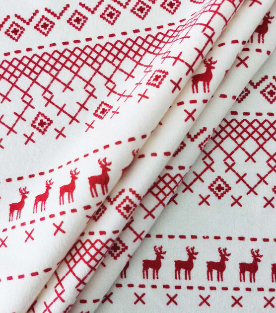 Red And White Gradient Fair Isle Christmas Luxe Flannel Fabric Joann