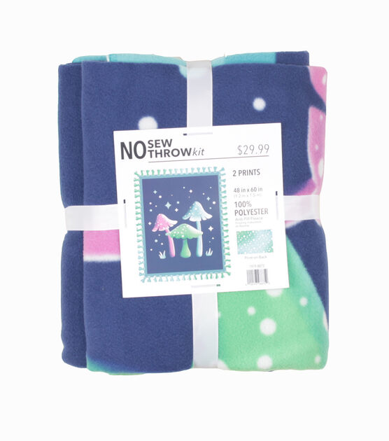 48 Wide Real Fungi On Dark Blue No Sew Fleece Blanket Joann