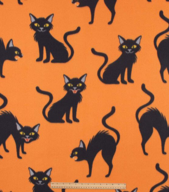 Cats On Orange Halloween Blizzard Fleece Fabric Joann