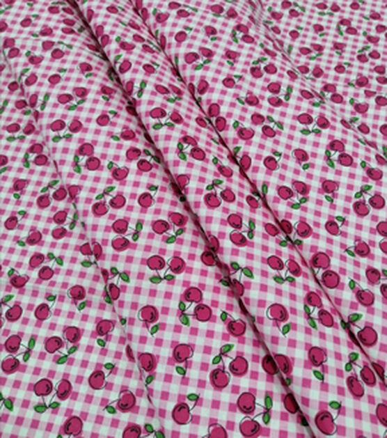 Cherries On Pink Plaid Novelty Cotton Fabric Joann