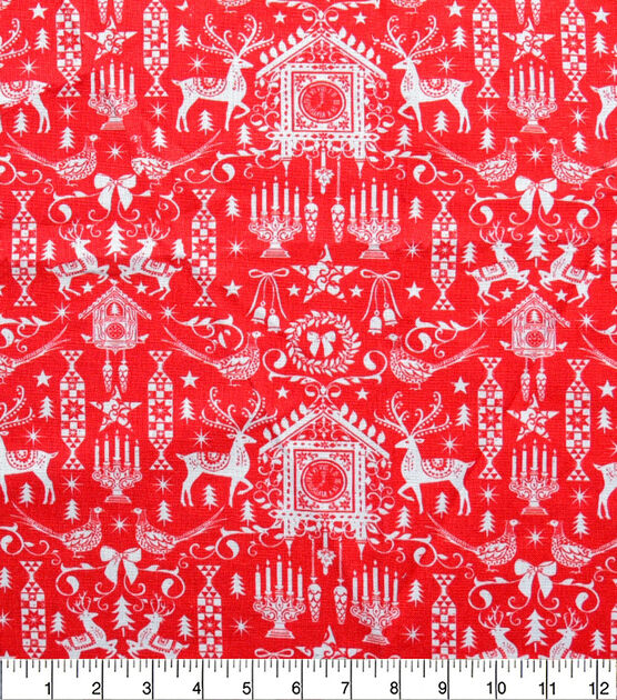 Reindeer On Red Christmas Cotton Fabric Joann