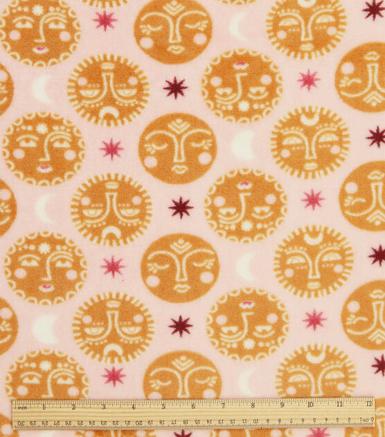 Orange Celestial Faces Sew Lush Fleece Fabric Joann