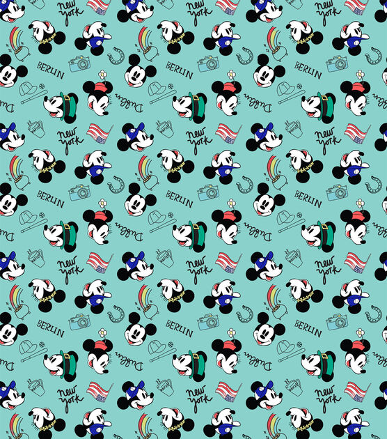 Mickey Minnie Travel Heads Toss Disney Cotton Fabric Joann