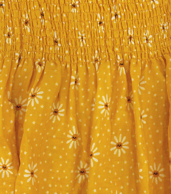 Spring Daisies On Yellow Smocked Bubble Gauze Fabric By Pop Joann