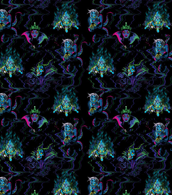 Disney Villians Neon Digital Cotton Fabric Joann
