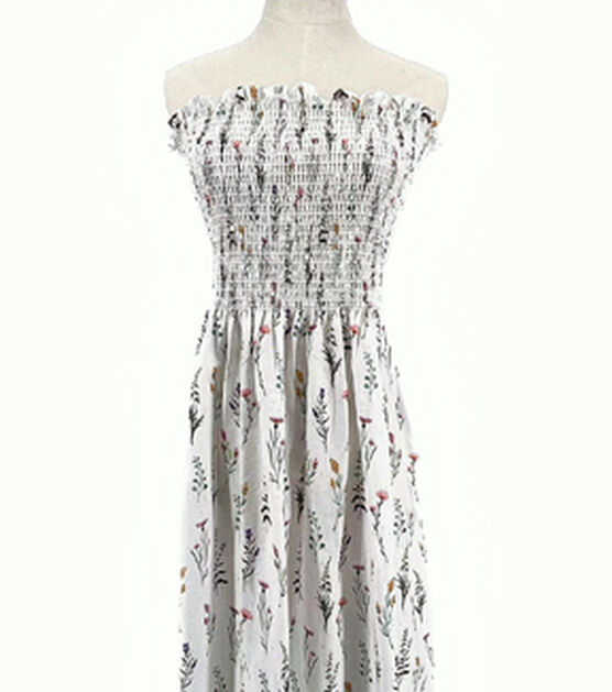 White Wildflower Smocked Cotton Fabric Joann