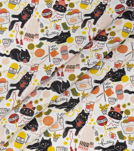 Singer 18 X 21 Knitting Kittens Cotton Fabric Quarter Bundle 5pc Joann