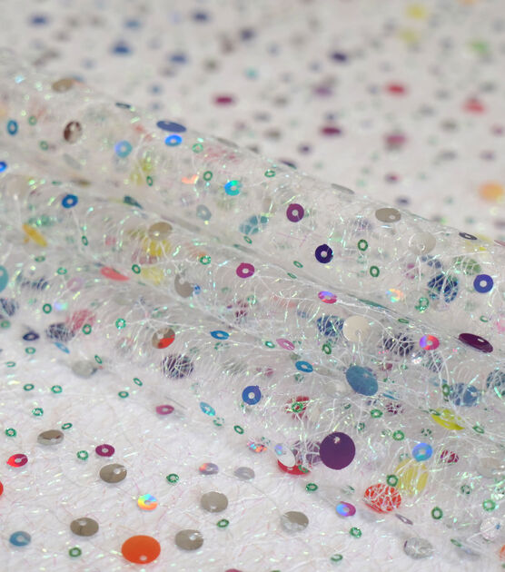 Iridescent Webbing With Rainbow Sequin Mesh Apparel Fabric Joann