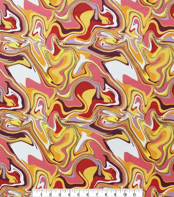 70s Pink And Yellow Marble Quilt Metallic Cotton Fabric By Keepsake