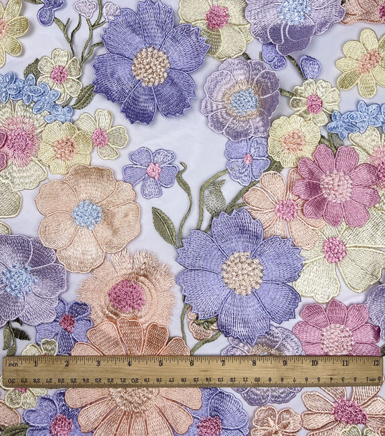 3d Purple Pastel Floral Embellished Mesh Fabric Joann