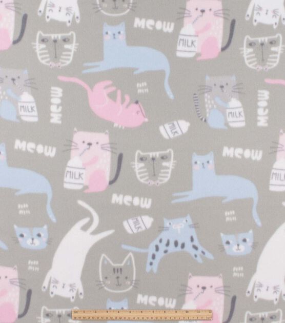 Cats With Milk On Gray Blizzard Fleece Fabric Joann