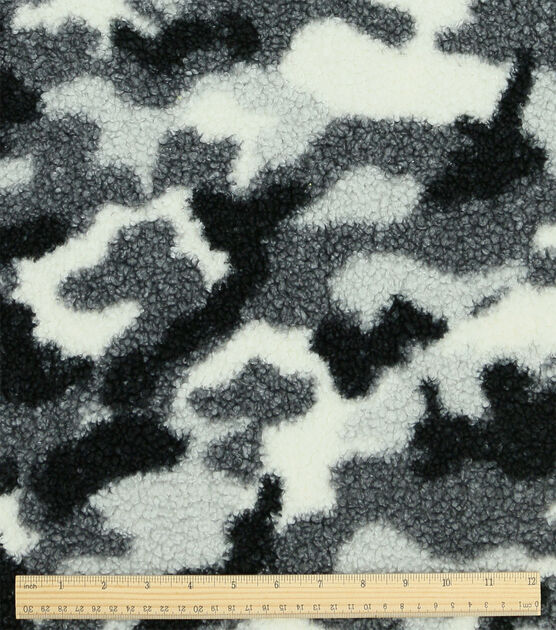 Black And White Camo Printed Teddy Fur Sherpa Fabric Joann